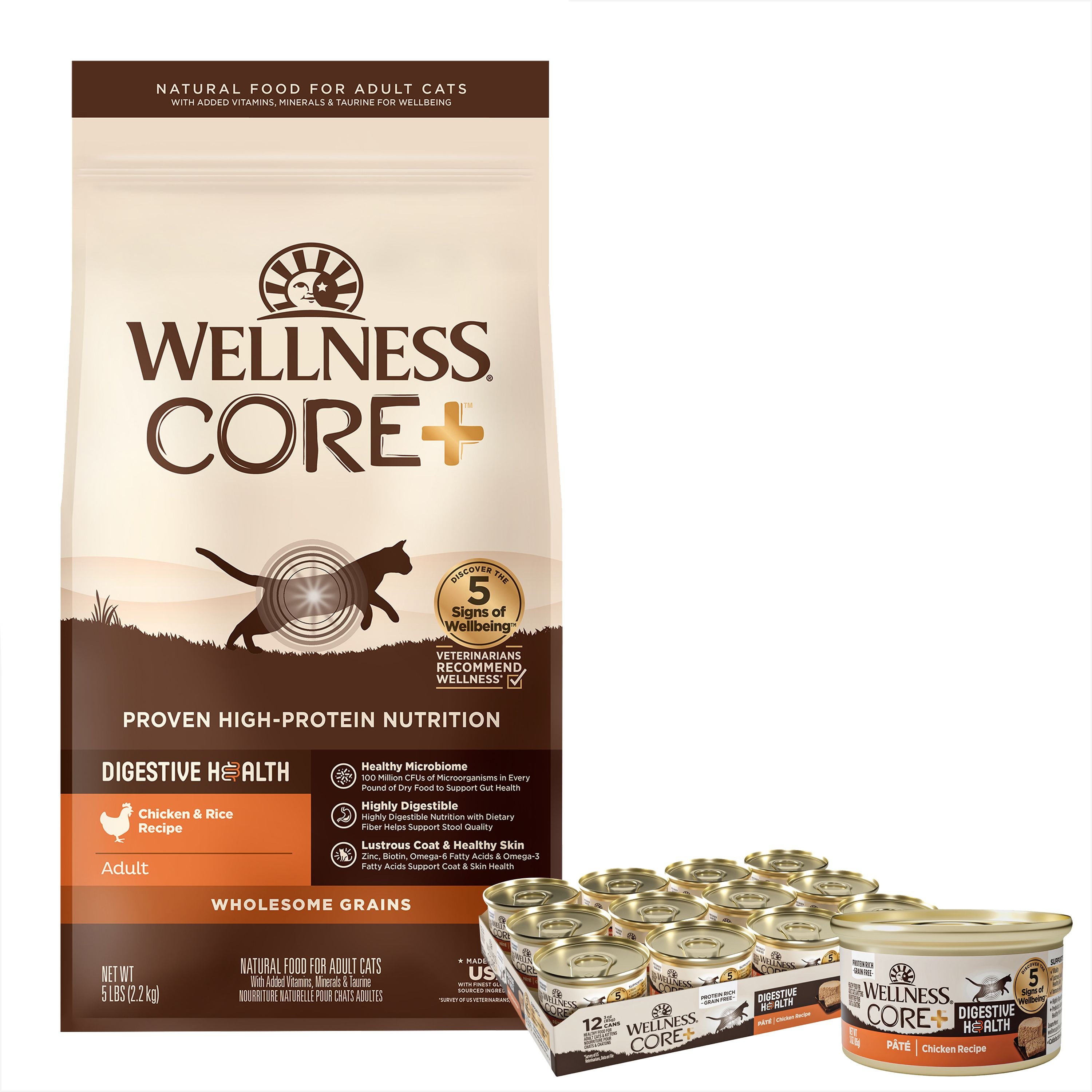 WELLNESS CORE Digestive Health Chicken Pate Recipe Grain-Free Wet Cat ...