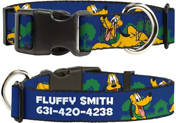 BUCKLE-DOWN Disney Pluto 4-Poses/Landscape Personalized Dog Collar ...