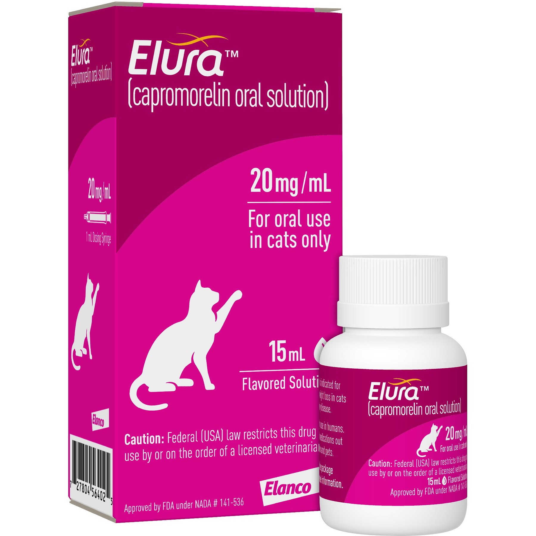 ELURA (capromorelin oral solution) for Cats, 20 mg/mL, 15 mL - Chewy.com