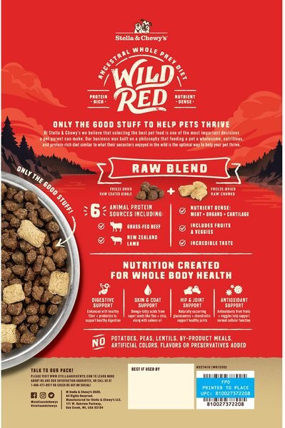 STELLA & CHEWY'S Wild Red Raw Blend Kibble Wholesome Grains Red Meat ...