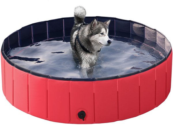 YAHEETECH Foldable Outdoor Hard Plastic Dog & Cat Swimming Pool, Red ...