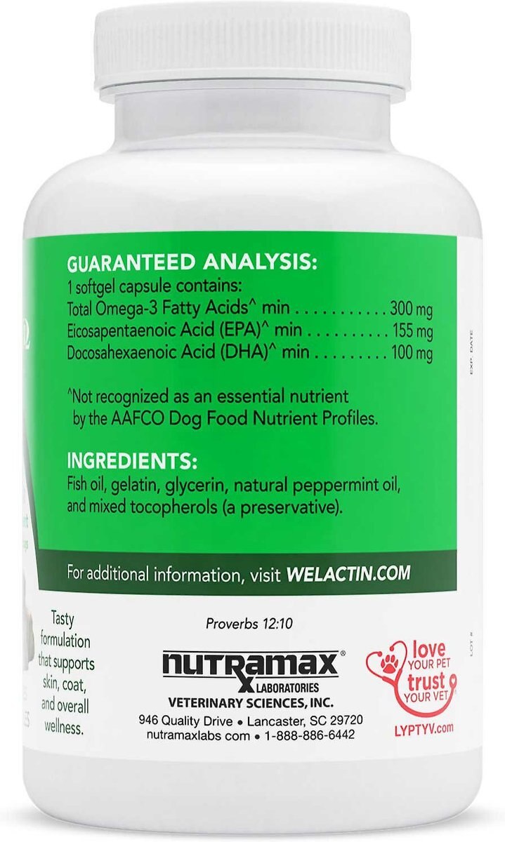 NUTRAMAX Welactin Omega-3 Fish Oil Liquid Softgels Skin & Coat ...