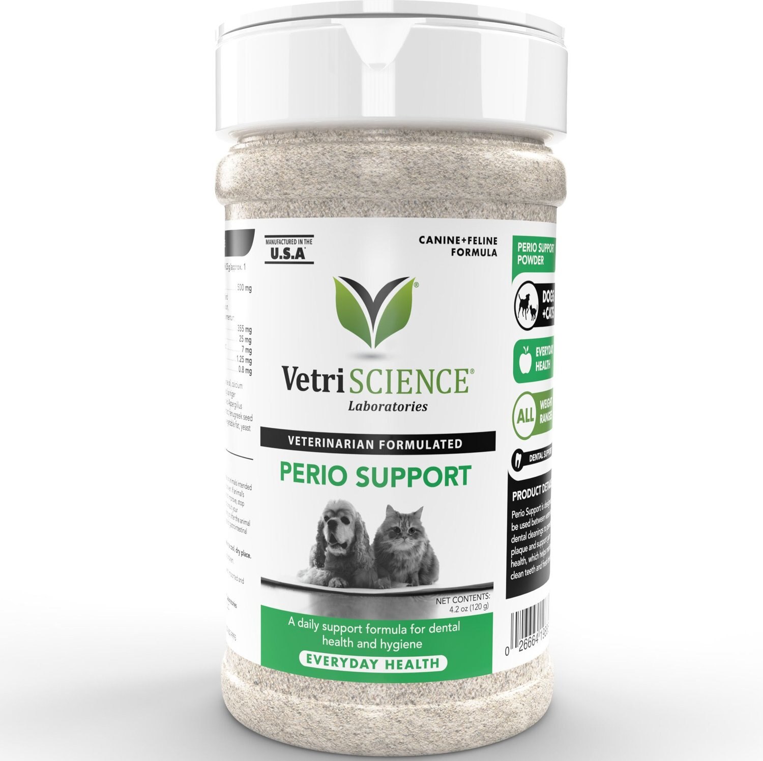 VETRISCIENCE Perio Support Powder Dental Supplement for Cats & Dogs, 4. ...