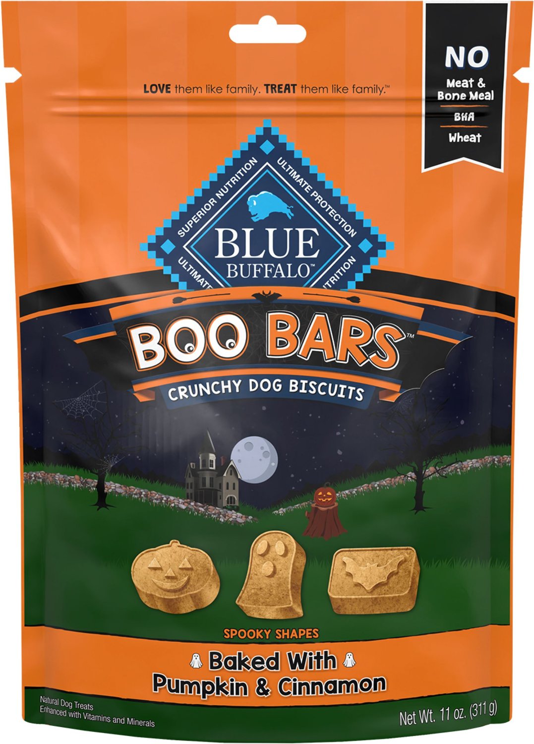 BLUE BUFFALO Boo Bars Pumpkin & Cinnamon Crunchy Dog Treats, 11-oz bag ...