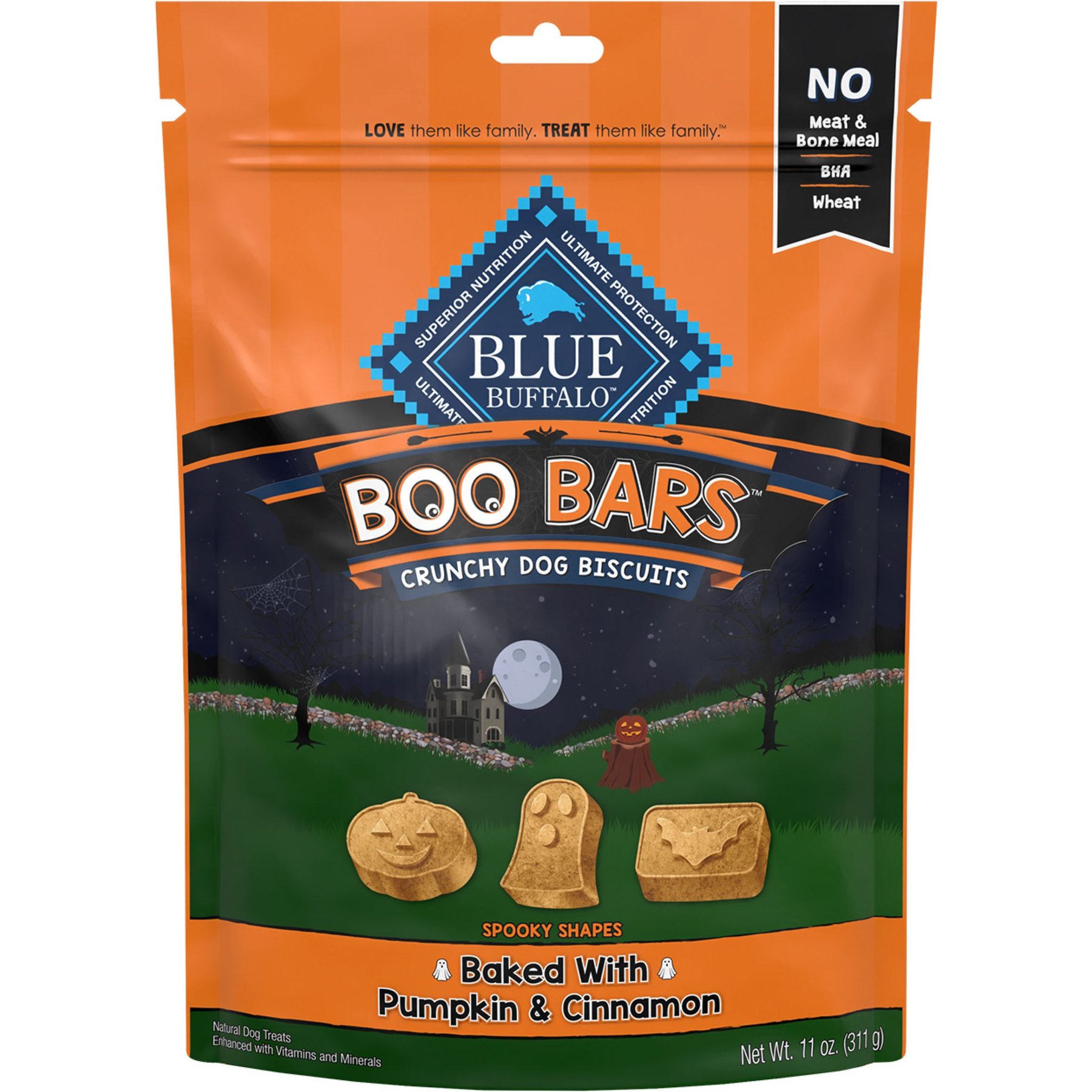 BLUE BUFFALO Boo Bars Pumpkin & Cinnamon Crunchy Dog Treats, 11-oz bag ...