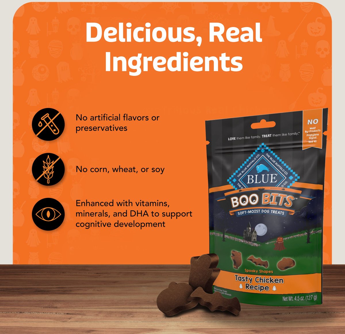BLUE BUFFALO Boo Bits Tasty Chicken Recipe Soft & Chewy Halloween Dog ...