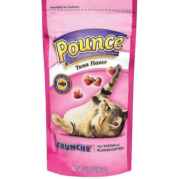 POUNCE Crunchy Tuna Flavor Cat Treats, 2.1-oz bag, pack of 4 - Chewy.com