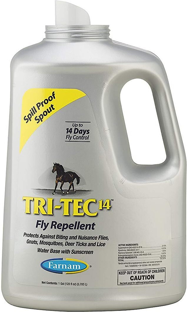 FARNAM Tri-Tec 14 Fly Repellent for Horses, 1-gal bottle, bundle of 2 ...