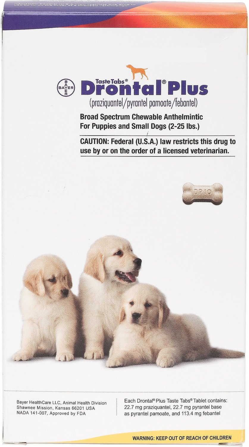 DRONTAL Plus Chewable Tablet for Small Dogs & Puppies, 2-25 lbs, 5 ...