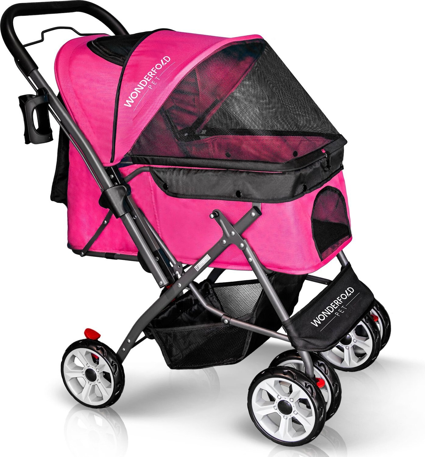 WONDERFOLD P1 Folding Dog & Cat Stroller, Ruby Pink - Chewy.com
