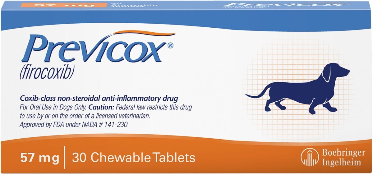 PREVICOX (Firocoxib) Chewable Tablets for Dogs, 57-mg, 30 tablets ...