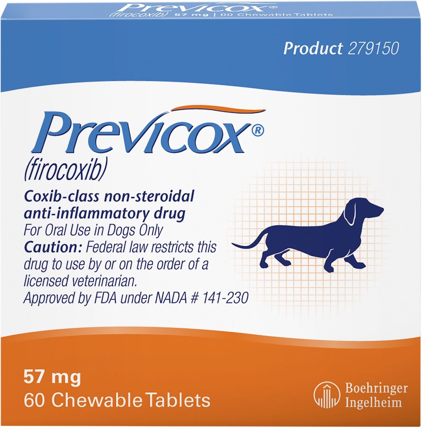 PREVICOX (Firocoxib) Chewable Tablets for Dogs, 57-mg, 60 tablets ...