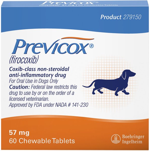 PREVICOX (Firocoxib) Chewable Tablets for Dogs, 57-mg, 60 tablets ...