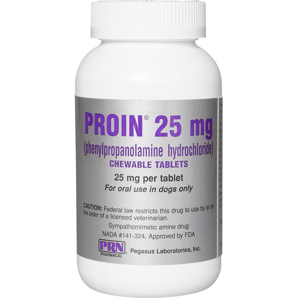 PROIN (phenylpropanolamine hydrochloride) Chewable Tablets for Dogs, 25 ...