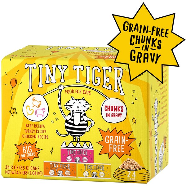 TINY TIGER Chunks in Gravy Beef & Poultry Recipes Variety Pack Grain ...
