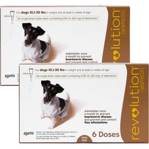 REVOLUTION Topical Solution for Dogs, 10.1-20 lbs, (Brown Box), 12 ...