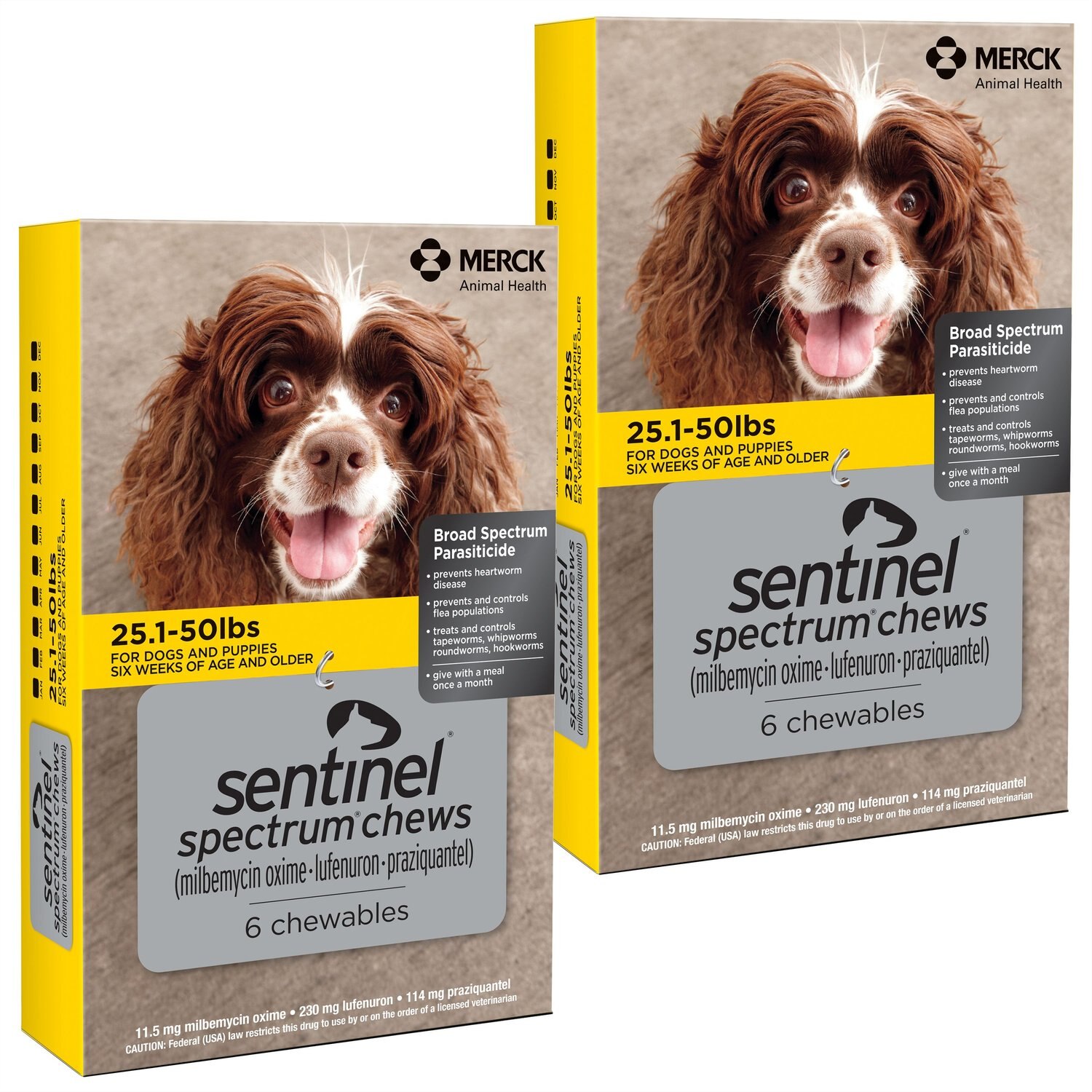 SENTINEL SPECTRUM Chew for Dogs, 25.1-50 lbs, (Yellow Box), 12 Chews ...