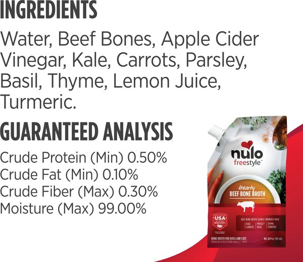 NULO FreeStyle Grain-Free Bone Broth Variety Pack Dog & Cat Topper, 20 ...