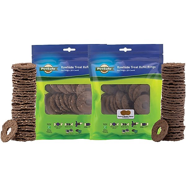 PETSAFE Busy Buddy Peanut Butter & Rawhide Variety Pack Refill Rings ...