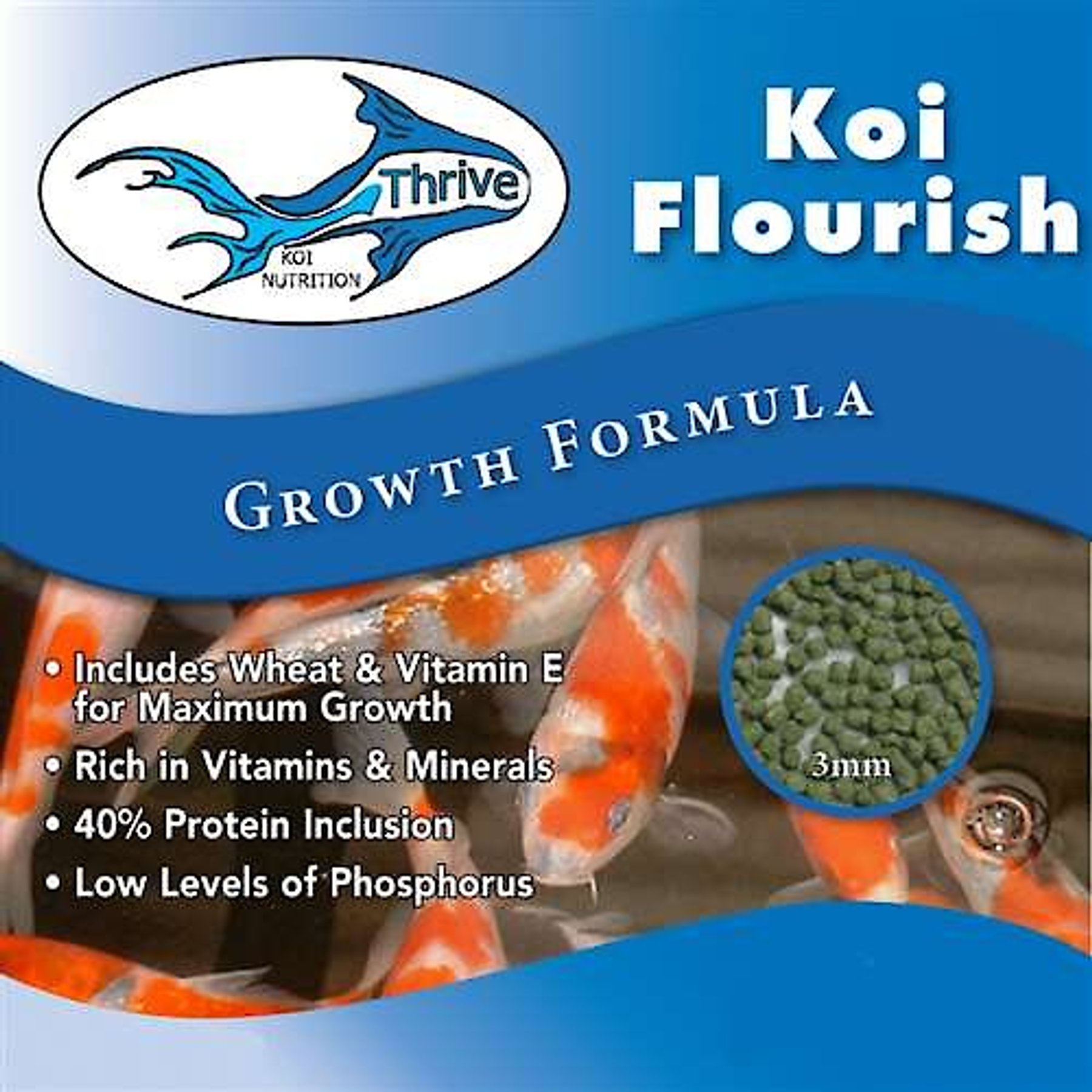 THRIVE Koi Flourish Growth Formula Koi Fish Food, 20-lb bag - Chewy.com