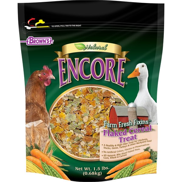 BROWN'S Encore Natural Farm Fresh Fixins Flaked Cereal Bird Treats, 1.5 ...