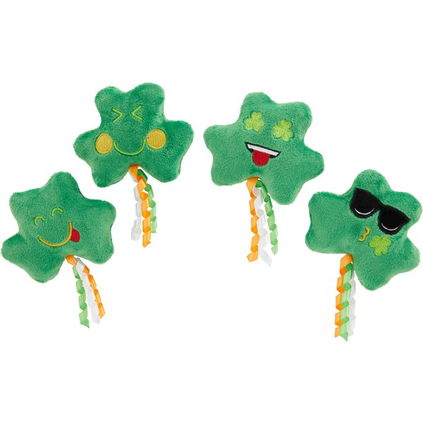 FRISCO St. Patrick's Shamrock Plush Cat Toy with Catnip, 4 count ...