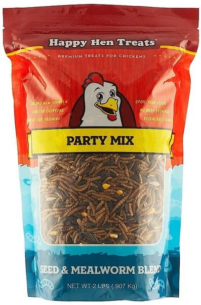 HAPPY HEN TREATS Seed & Mealworm Party Mix Poultry Treats, 2-lb bag ...