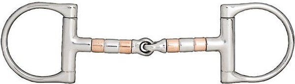 HORZE EQUESTRIAN Copper Roller D-Ring Snaffle Horse Bit, 5.25 - Chewy.com
