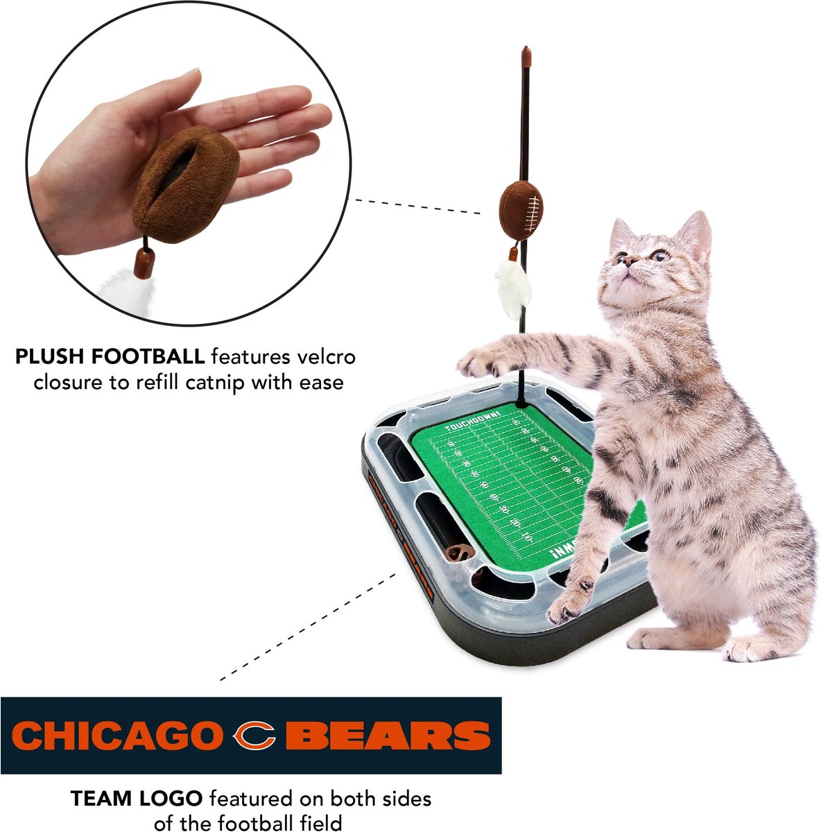 PETS FIRST NFL Football Field Cat Scratcher Toy with Catnip, Chicago ...
