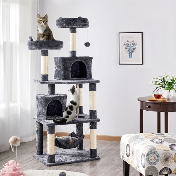 YAHEETECH Multi-Level Sisal Cat Tree, 62.2-in, Dark Gray - Chewy.com