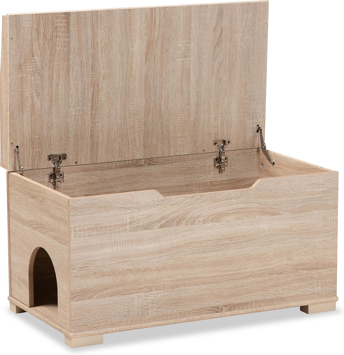 BAXTON STUDIO Cambrie Cat Litter Box Cover House, Oak - Chewy.com
