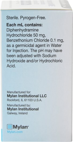 DIPHENHYDRAMINE HCL (Generic) Injection, 50mg/mL, 10 ml, 1 vial - Chewy.com