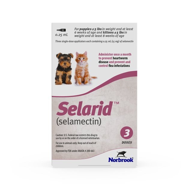 SELARID Topical Solution for Puppies & Kittens, 0-5 lbs, (Mauve Box), 3 ...