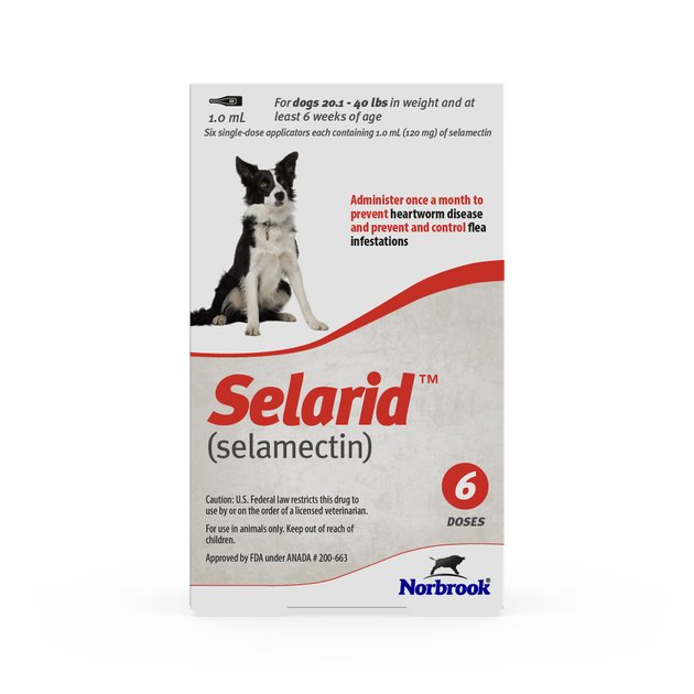 SELARID Topical Solution for Dogs, 20.1-40 lbs, (Red Box), 6 Doses (6 ...