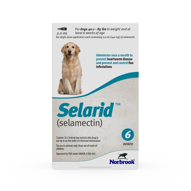 SELARID Topical Solution for Dogs, 40.1-85 lbs, (Teal Box), 6 Doses (6 ...