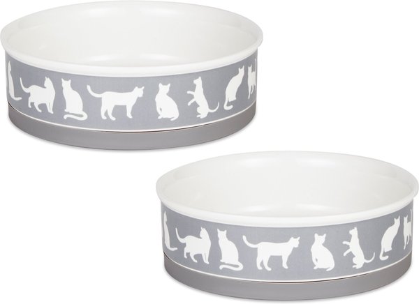 BONE DRY Meow Set Cat Bowl, Gray, Large - Chewy.com