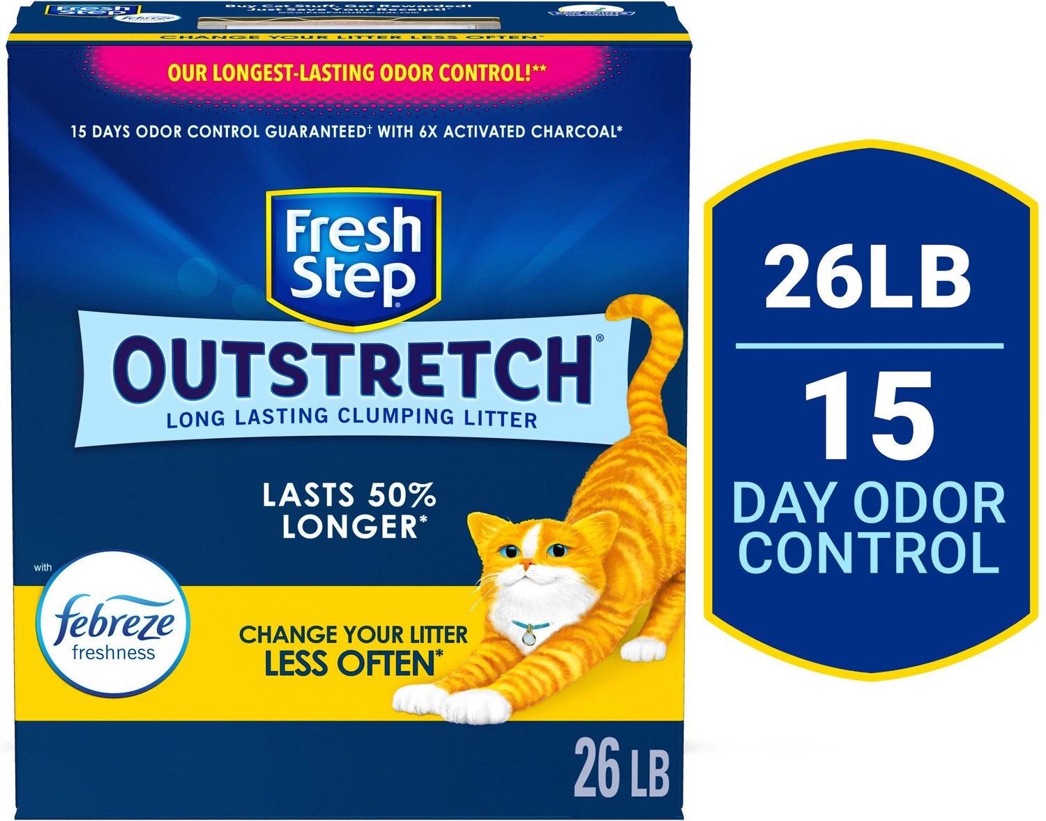 FRESH STEP Outstretch Concentrated Febreze Freshness Scented Clumping ...
