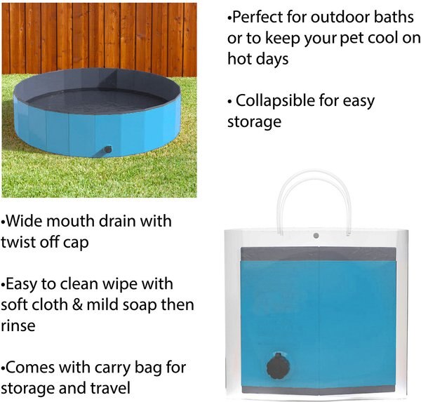 PET ADOBE Foldable Dog Pool, Blue, Large - Chewy.com