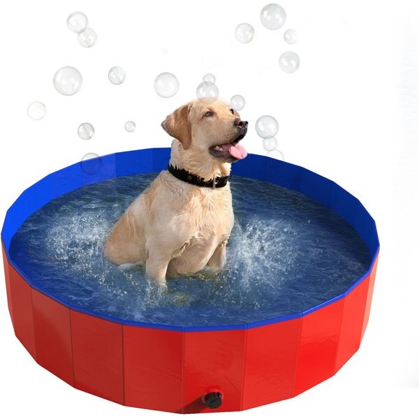 KOPEKS Outdoor Portable Rectangular Dog Swimming Pool, Blue, Large ...