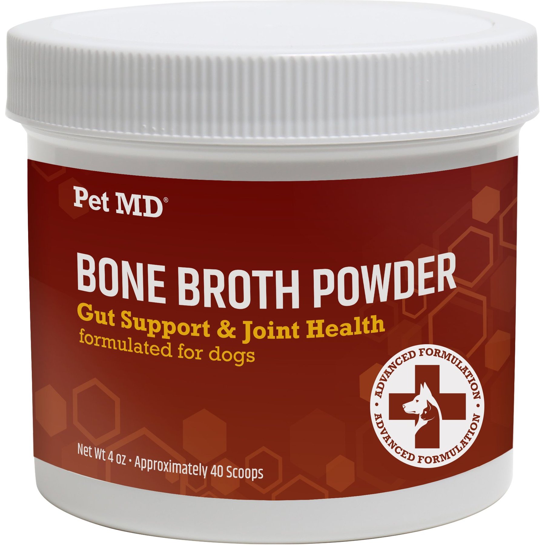 PET MD Gut Support & Joint Health Bone Broth Powder Dog Supplement, 4 ...