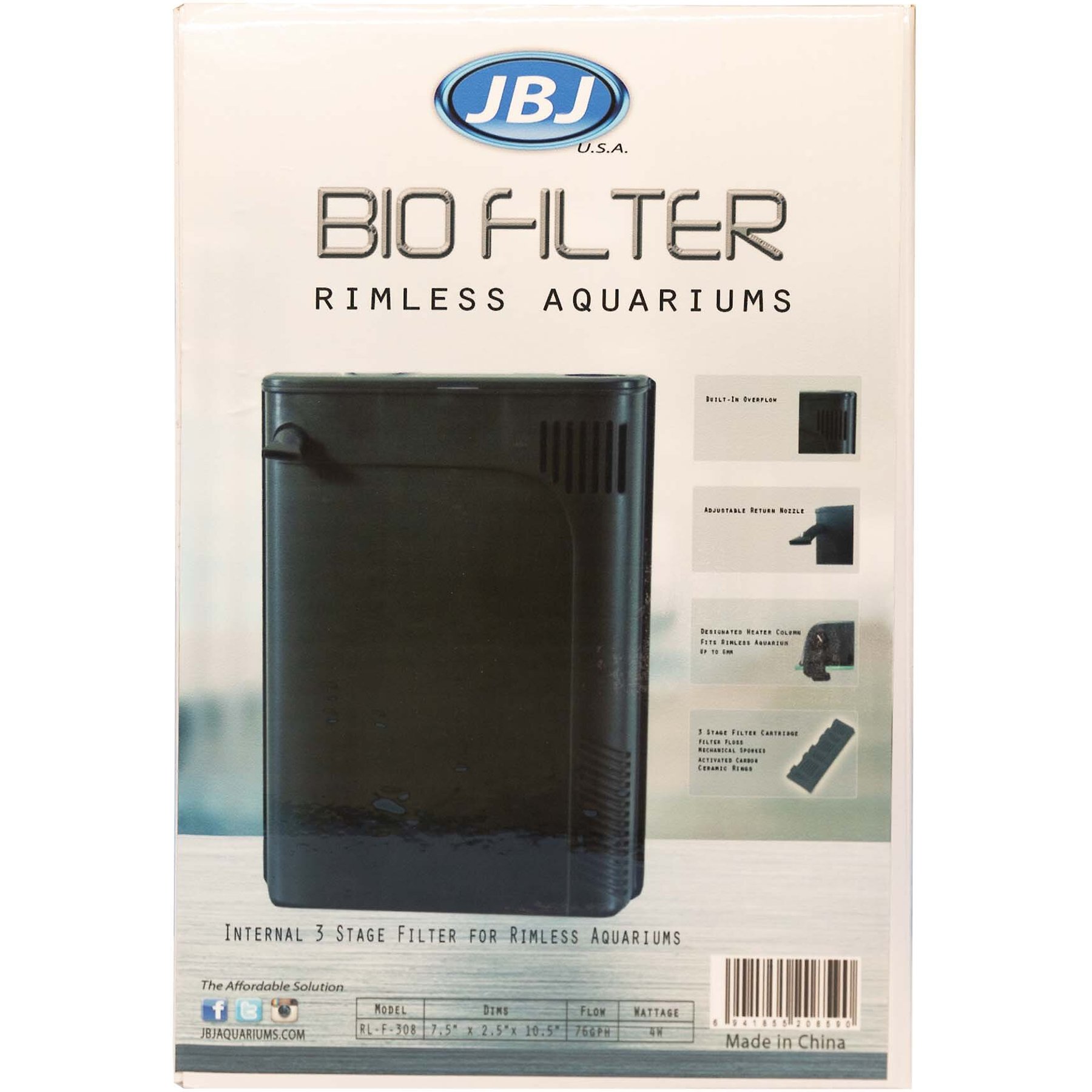 JBJ AQUARIUM Rimless Aquariums 76 GPH Bio Aquarium Filter - Chewy.com