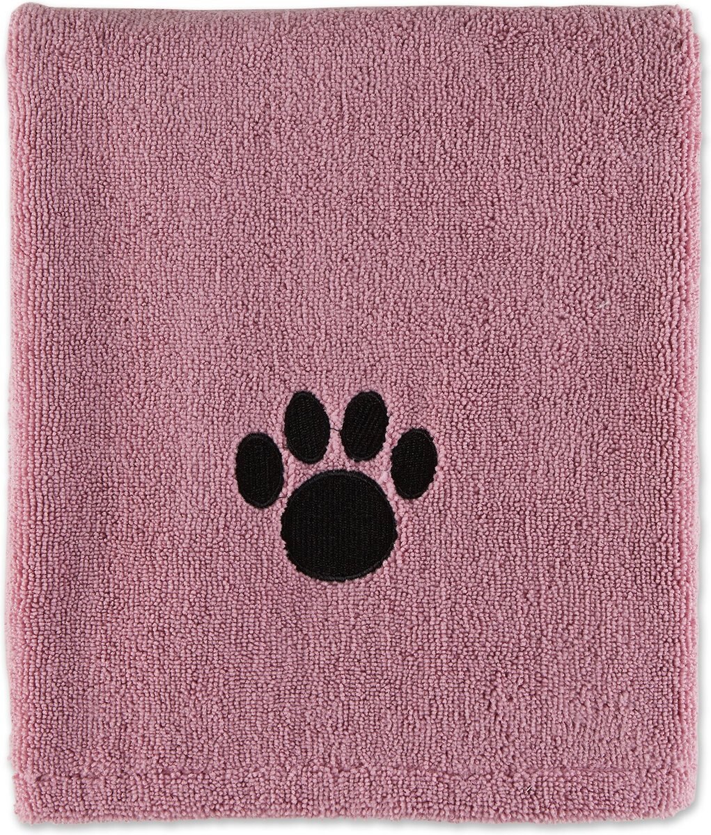 BONE DRY Embroidered Paw Dog & Cat Towel, Rose - Chewy.com