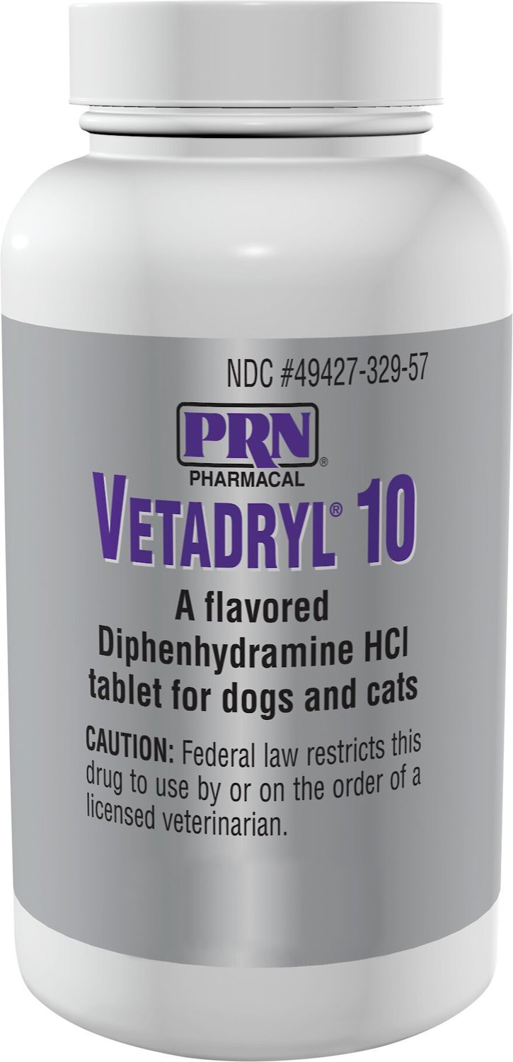 VETADRYL (Diphenhydramine HCl) Tablets for Dogs & Cats, 10-mg, 1 tablet ...