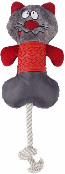 PET LIFE All-in-Fun Nylon & Rope Squeaking Rubber Rope & Plush Dog Toy ...