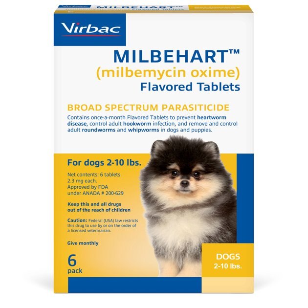 MILBEHART Flavored Tablets for Dogs, 2-10 lbs, (Brown Box), 6 Flavored ...