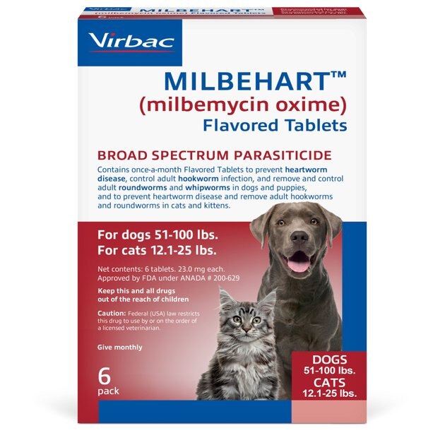MILBEHART Flavored Tablets for Dogs, 51-100 lbs, & Cats, 12-25 lbs ...