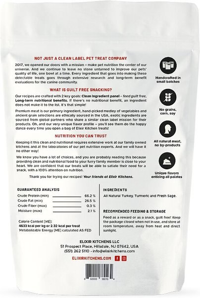 ELIXIR KITCHENS Turkey & Sage Freeze-Dried Dog & Cat Treats, 3-oz bag ...