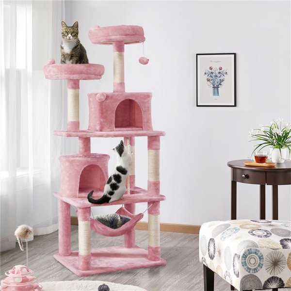 YAHEETECH Multi-Level Sisal Cat Tree, 62.2-in, Pink - Chewy.com
