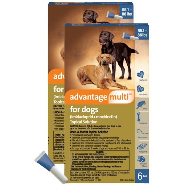 ADVANTAGE MULTI Topical Solution for Dogs, 55.1-88 lbs, (Blue Box), 12 ...