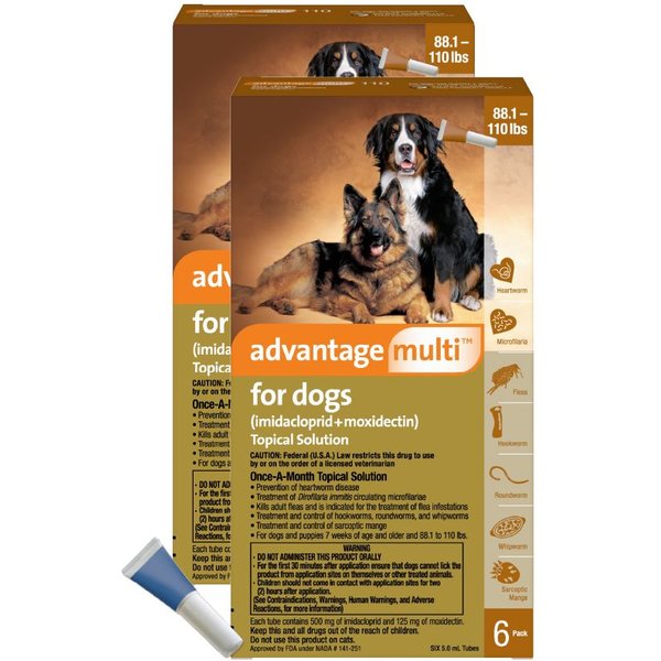 ADVANTAGE MULTI Topical Solution for Dogs, 88.1-110 lbs, (Brown Box ...